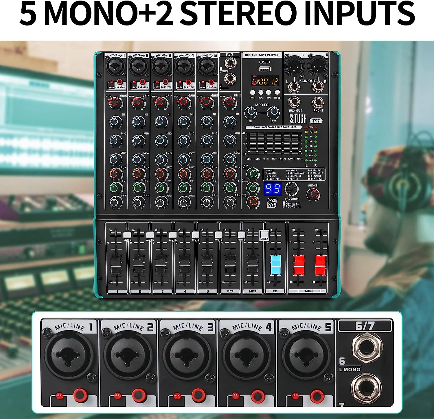 7 Channel Audio Mixer with 99 DSP Effects- Hire – RS100 Pro Sound ...